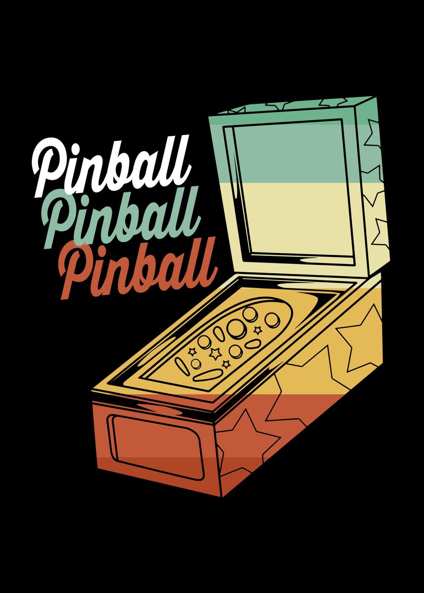 'Retro Pinball Machine' Poster, picture, metal print, paint by ...
