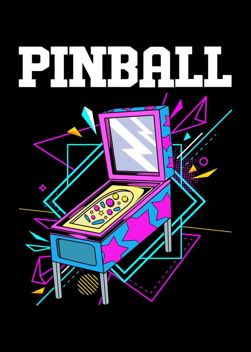 'Retro Pinball' Poster, picture, metal print, paint by FunnyGifts ...