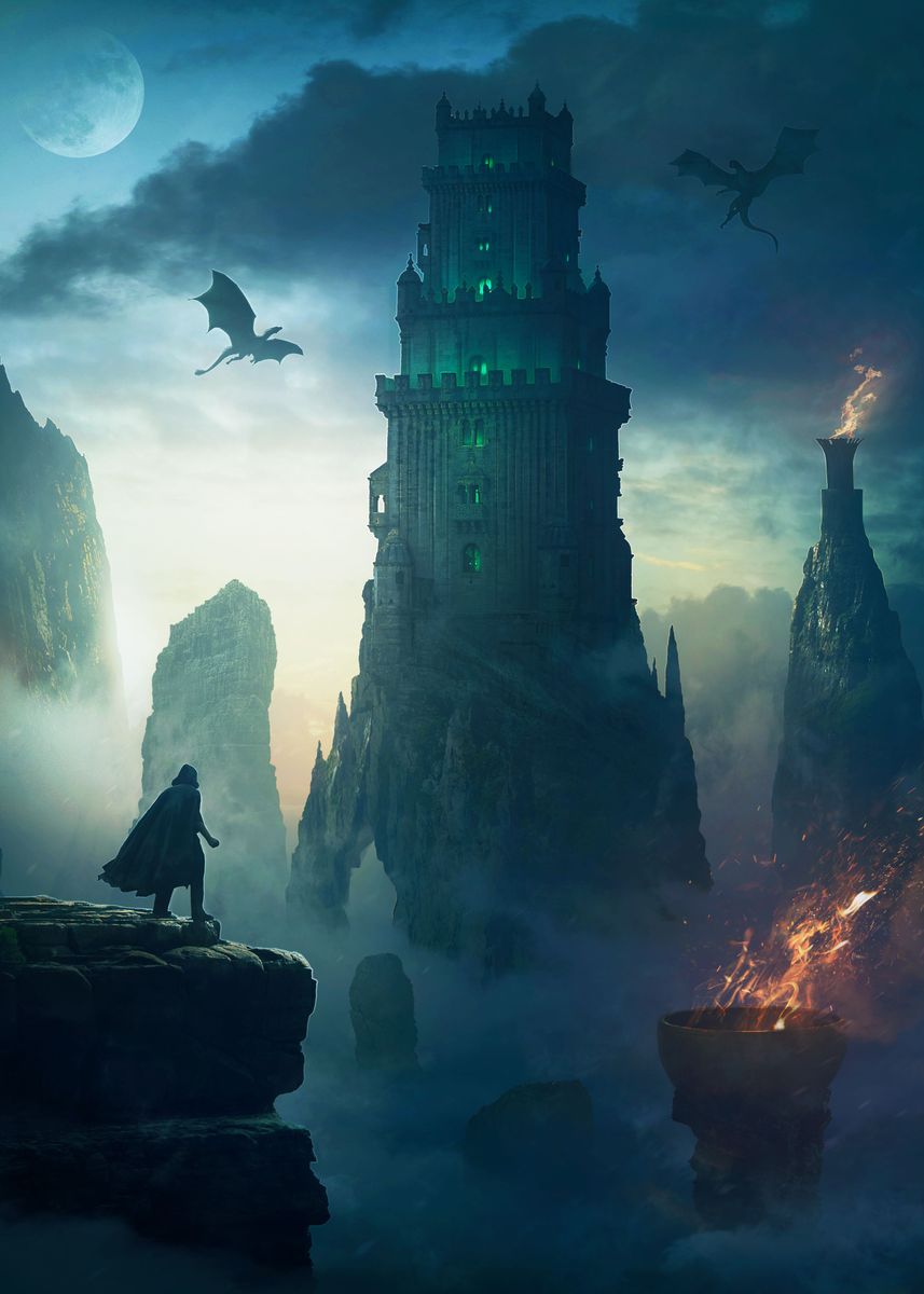 'Dragon Keep' Poster, picture, metal print, paint by P h a s e R u n n ...