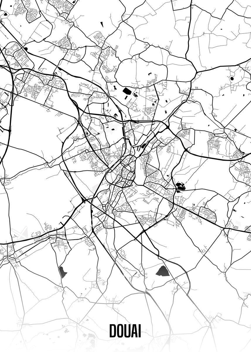 'Douai white map' Poster by Stefano Lunghi | Displate