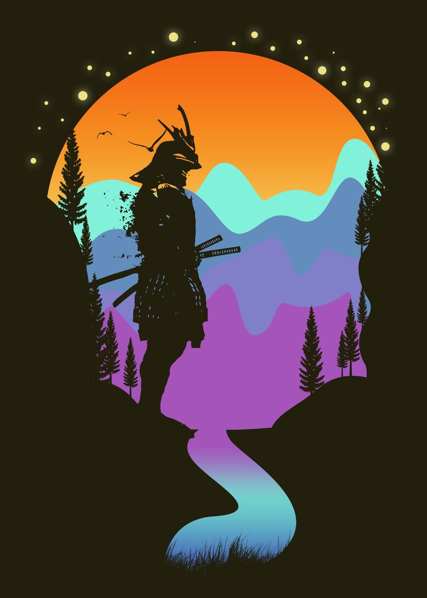 'Samurai in sunset' Poster, picture, metal print, paint by Theng Id ...