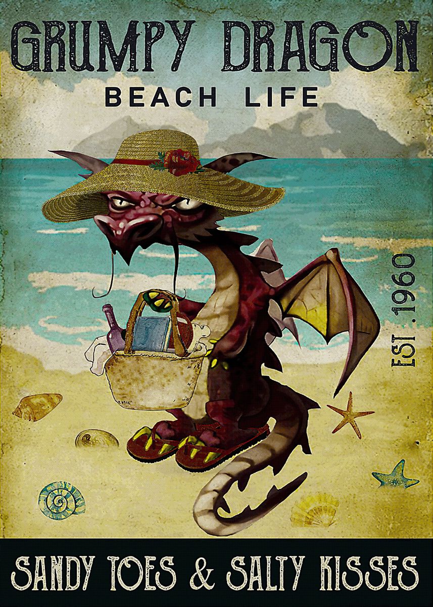 'Grumpy Dragon ' Poster, picture, metal print, paint by Ron Studio ...