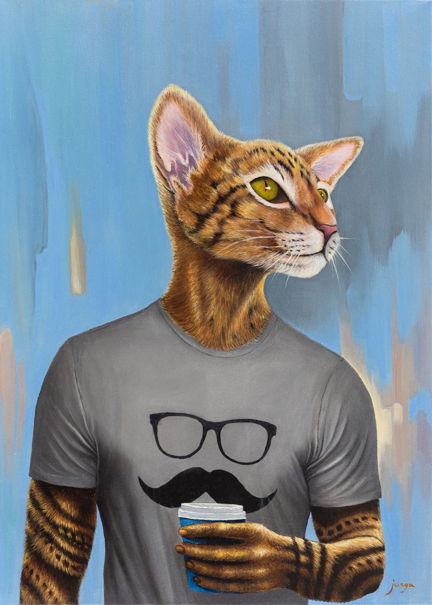 'Catman' Poster, picture, metal print, paint by Jurga Art Lab | Displate