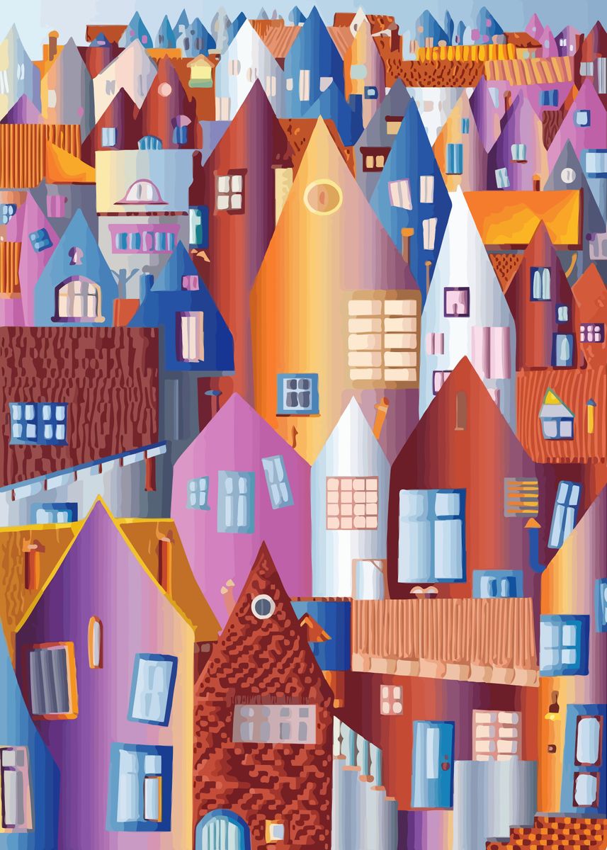 'Houses Art' Poster, picture, metal print, paint by Poster For Life ...