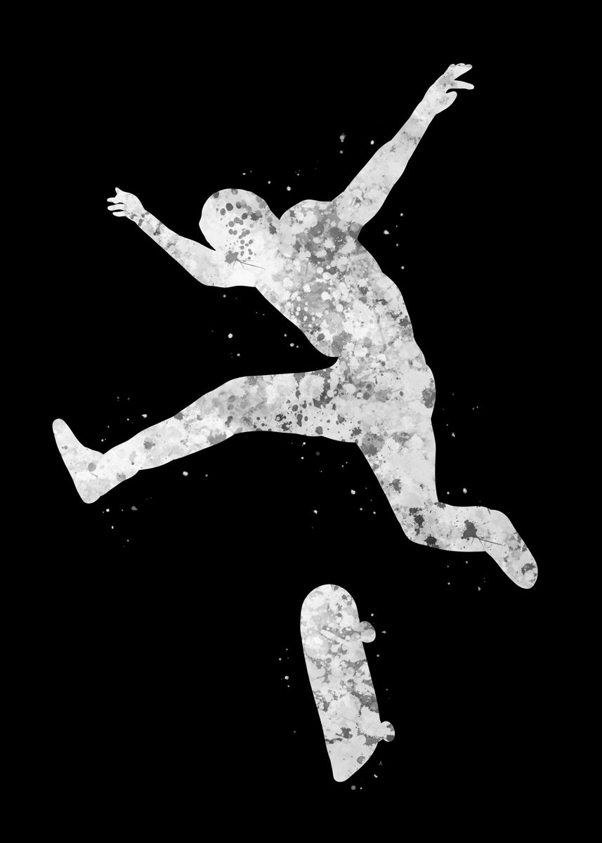 'Skater Jump' Poster, picture, metal print, paint by Yahya Art | Displate