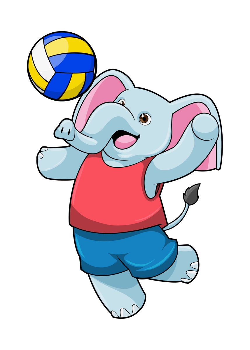 'Elephant Volleyball Sports' Poster, picture, metal print, paint by ...