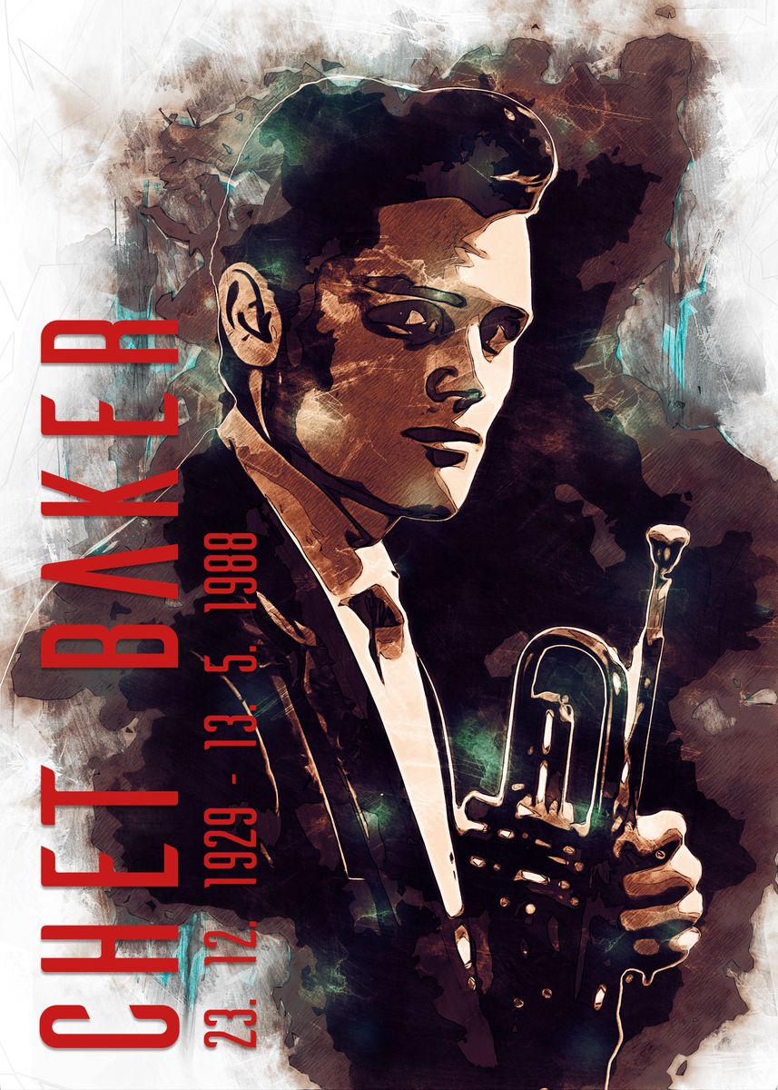 'Chet Baker' Poster, picture, metal print, paint by Petra Rommelfanger ...