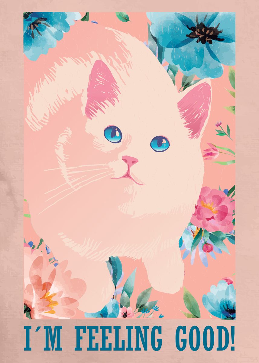 'Feeling Good Cat' Poster, picture, metal print, paint by StonerPlates ...