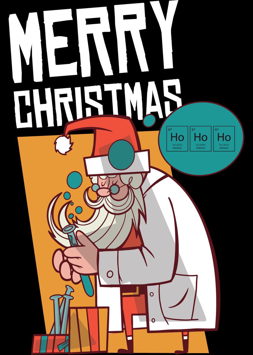 'santa scientist ' Poster, picture, metal print, paint by Pirmin | Displate