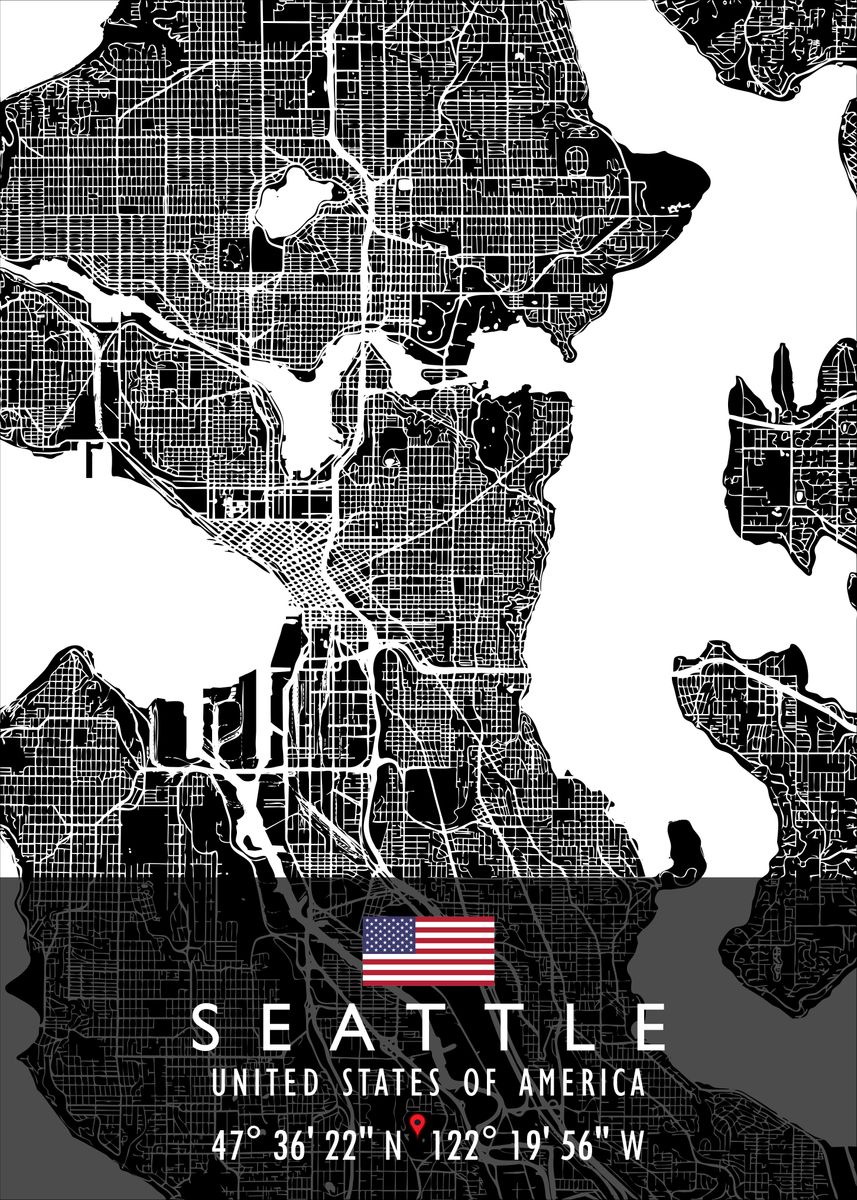 'SEATTLE MAP USA' Poster by Artistic Paradigms | Displate