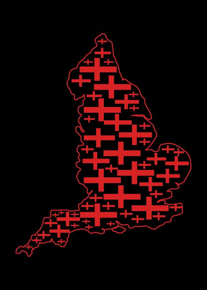 'England Map' Poster, picture, metal print, paint by FunnyGifts | Displate