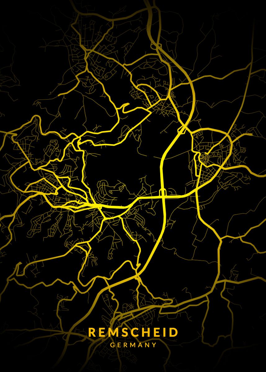 'Remscheid Germany City Map' Poster, picture, metal print, paint by ...
