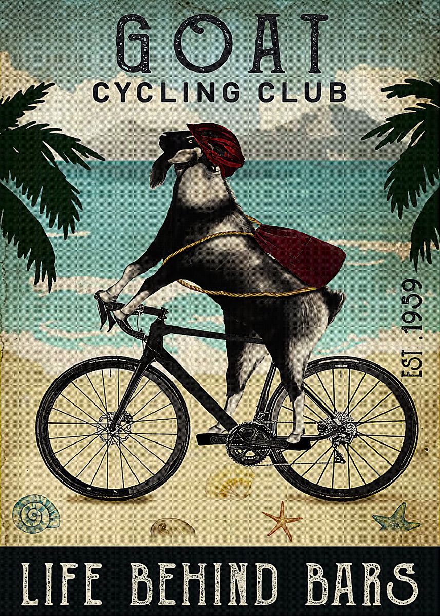 'Goat Cycling ' Poster, picture, metal print, paint by Ron Studio ...