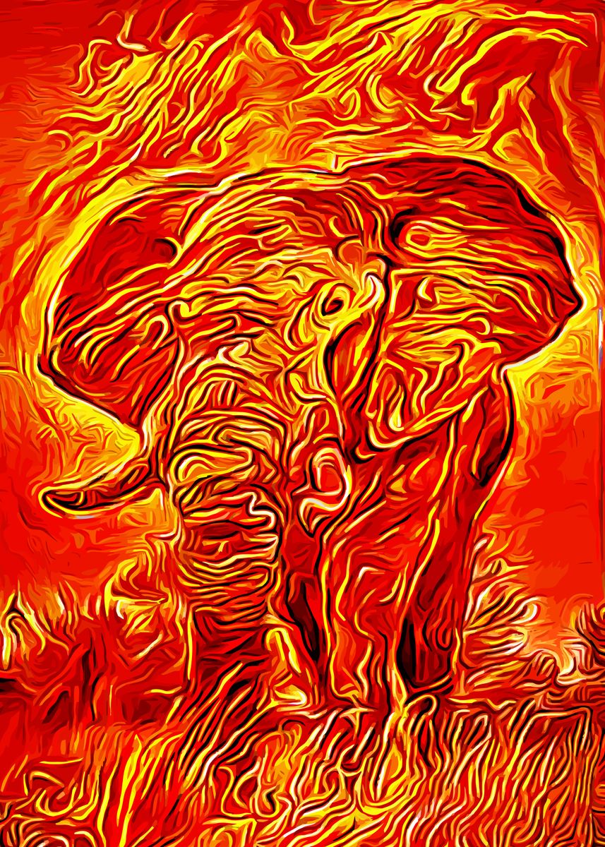 'Elephant Flaming' Poster by MasterHead | Displate