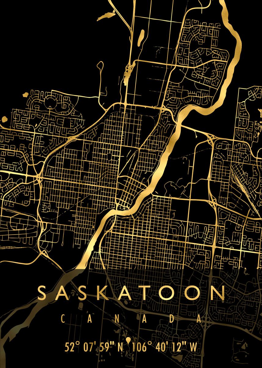 'SASKATOON MAP CANADA' Poster by Artistic Paradigms | Displate