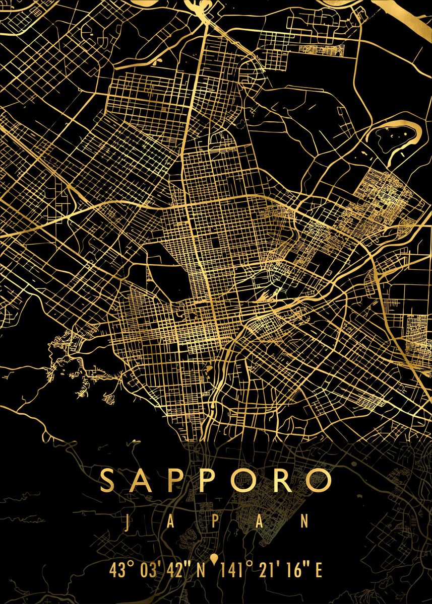 'SAPPORO MAP JAPAN' Poster by Artistic Paradigms | Displate