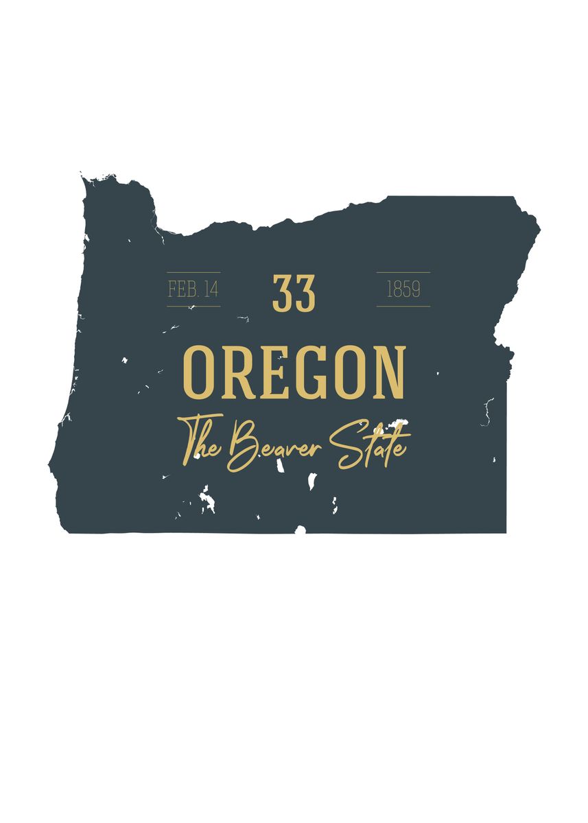 'Oregon State Map USA' Poster, picture, metal print, paint by dkDesign ...