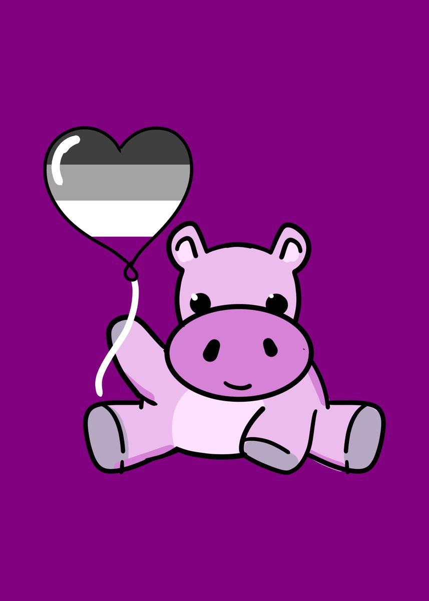 'Hippo Asexual Pride' Poster, picture, metal print, paint by ...