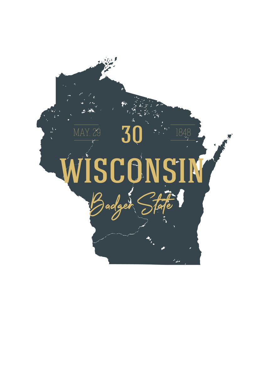 'Wisconsin State Map USA' Poster, picture, metal print, paint by ...