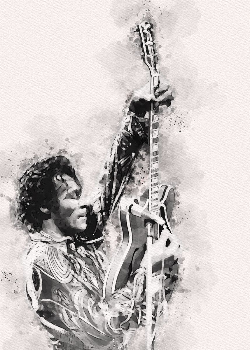 'Chuck Berry' Poster, picture, metal print, paint by Michael Grissham ...