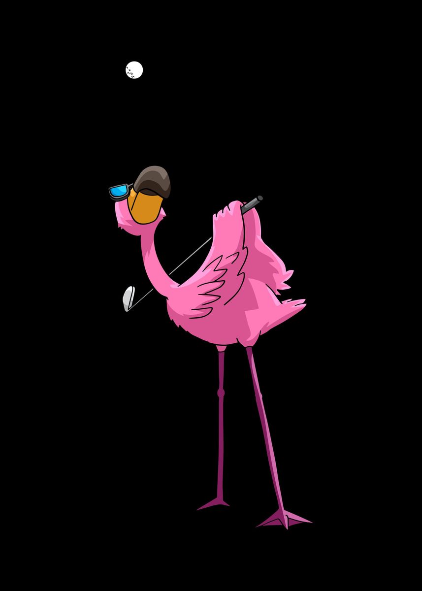 'Flamingo Golf Golfing' Poster, picture, metal print, paint by Mealla ...