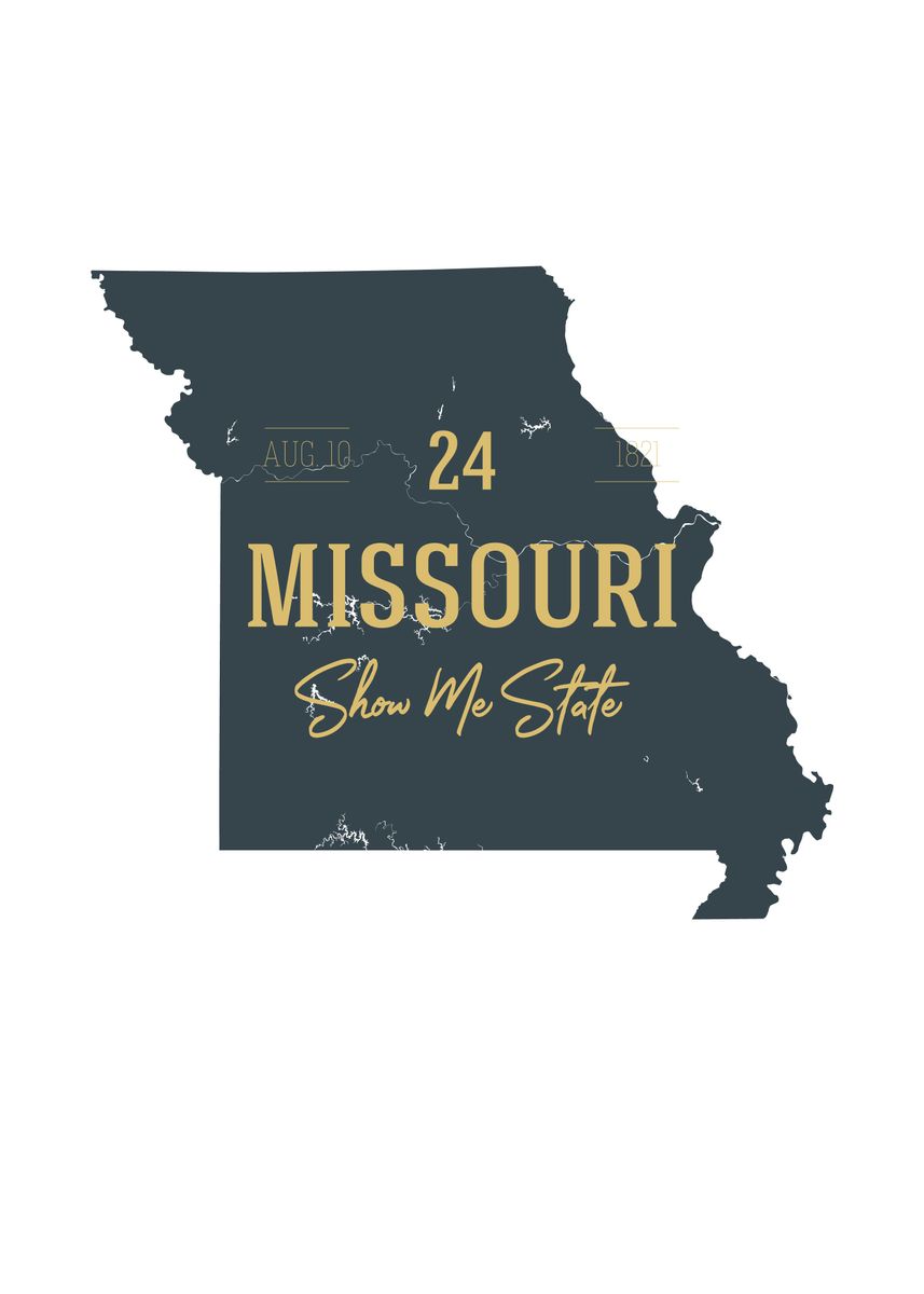 'Missouri State Map USA' Poster, picture, metal print, paint by ...