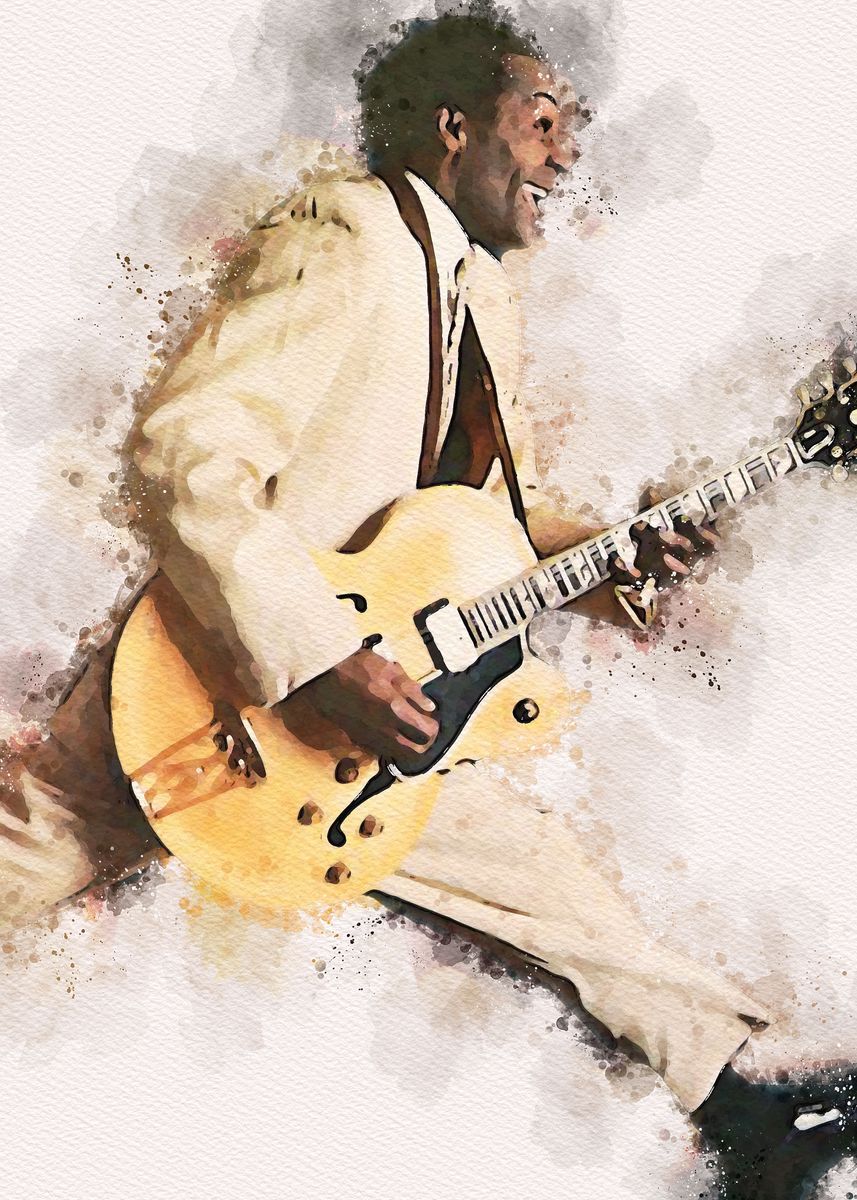 'Chuck Berry' Poster, picture, metal print, paint by Michael Grissham ...