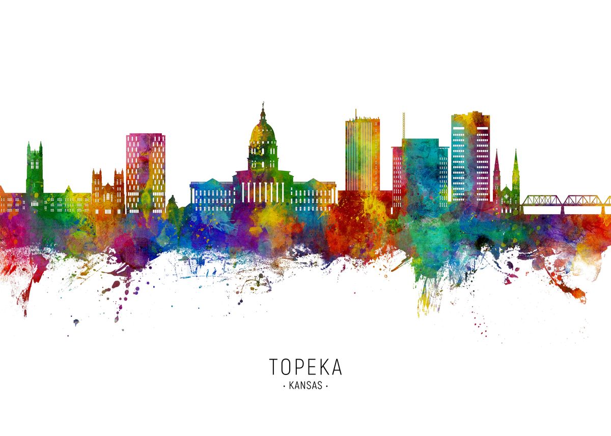'Topeka Skyline Kansas' Poster by Michael Tompsett | Displate
