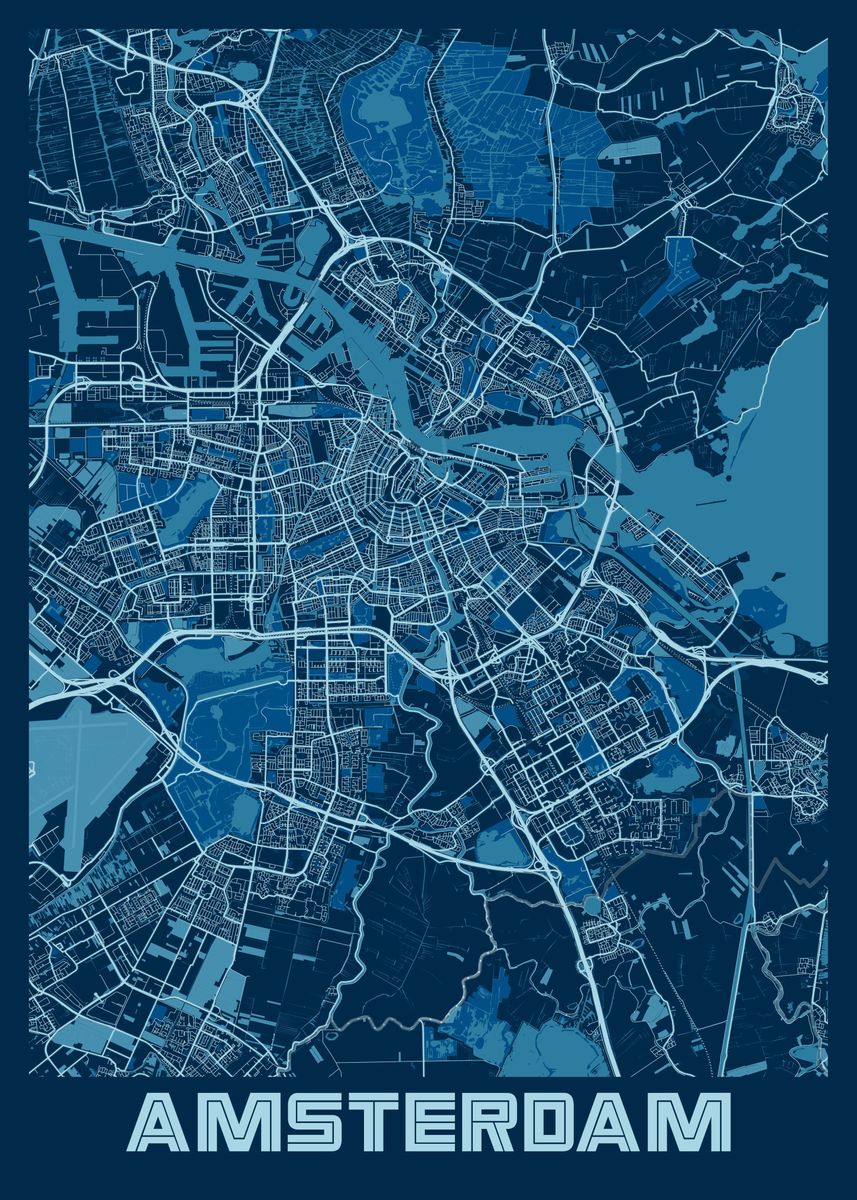 'Amsterdam City Map' Poster by Max Ronn | Displate