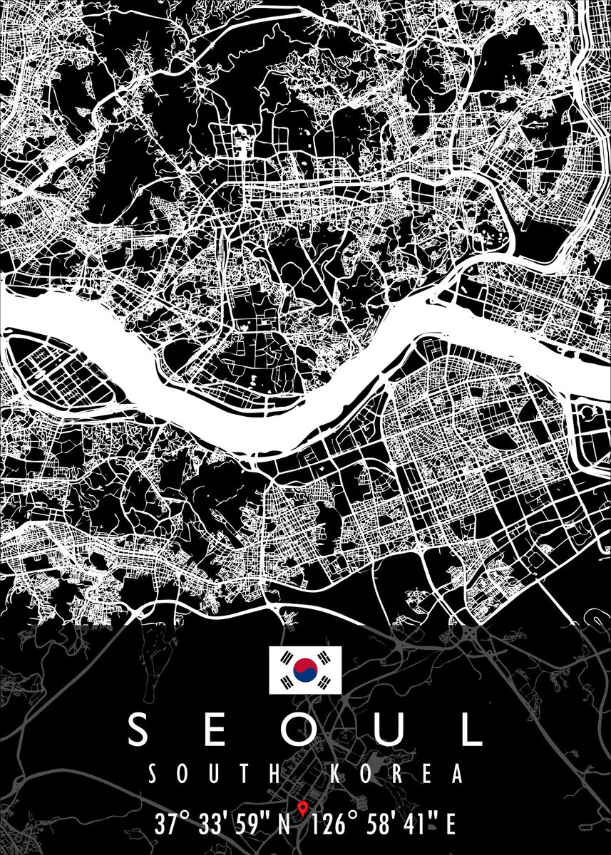'SEOUL MAP SOUTH KOREA' Poster by Artistic Paradigms | Displate