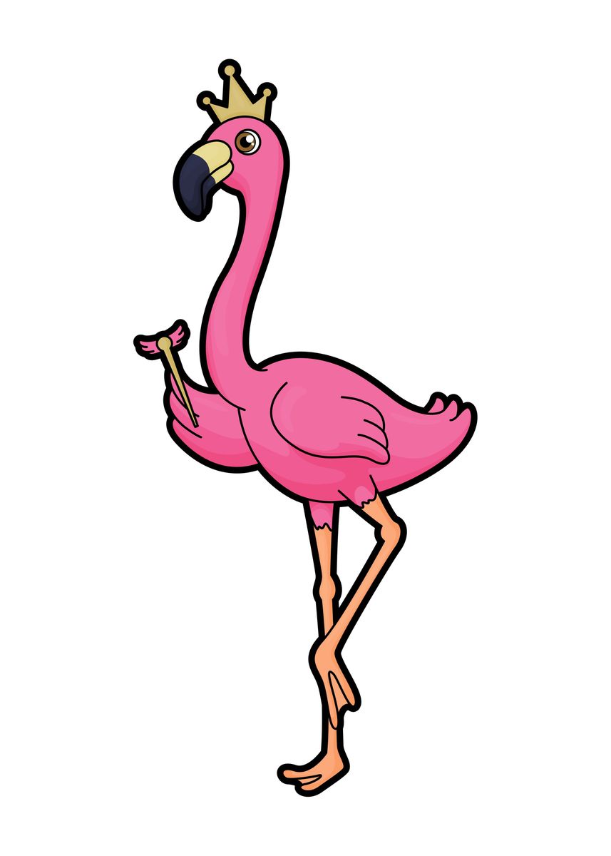 'Flamingo King Crown Staff' Poster, picture, metal print, paint by ...