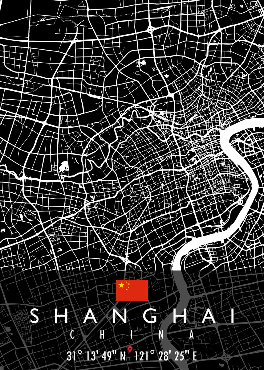 'SHANGHAI MAP CHINA' Poster, picture, metal print, paint by Artistic ...