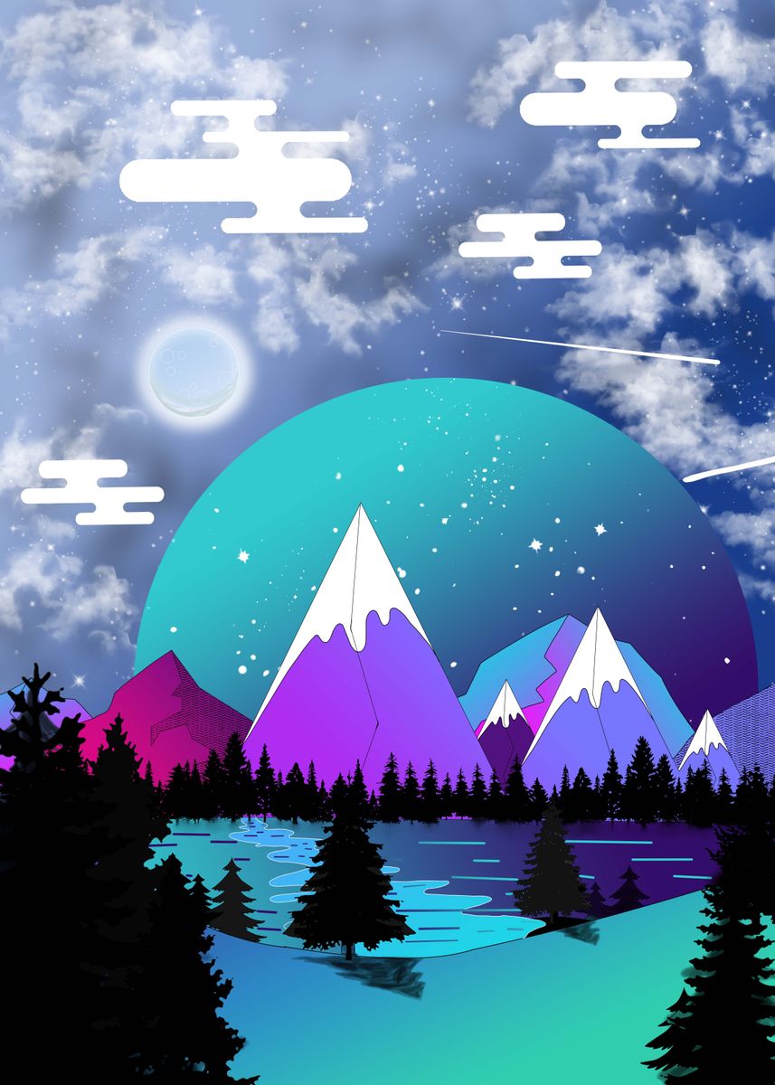 'Purple mountain Range' Poster, picture, metal print, paint by Crafty ...
