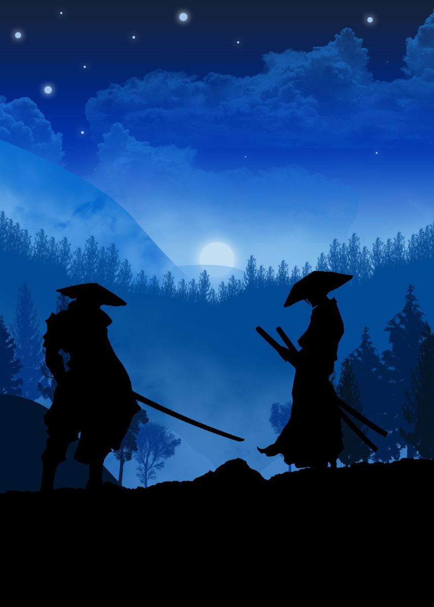 'sunset with samurai' Poster by Theng Id | Displate