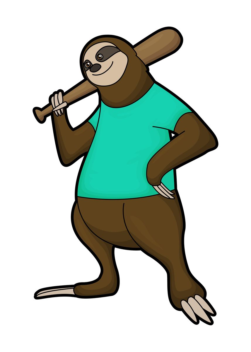 'Sloth Baseball Sports' Poster, picture, metal print, paint by Markus ...