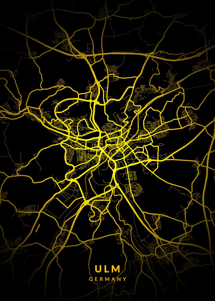 'Ulm Germany City Map' Poster, picture, metal print, paint by Zero Nine ...