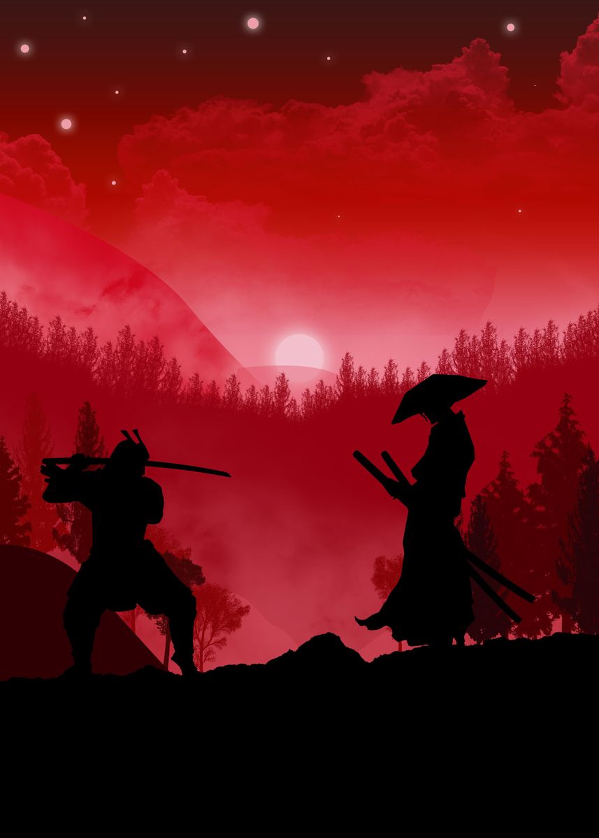 'sunset with samurai' Poster, picture, metal print, paint by Theng Id ...