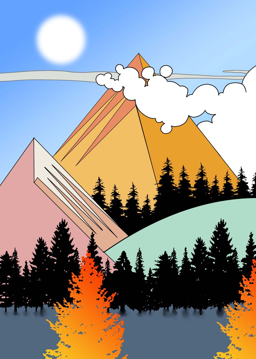 'simplistic landscape' Poster, picture, metal print, paint by Crafty ...