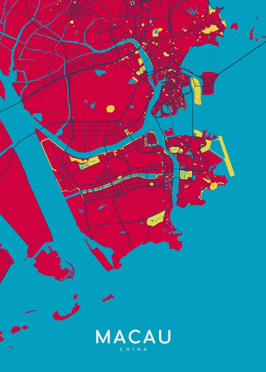 'Macau' Poster, picture, metal print, paint by mapsies | Displate