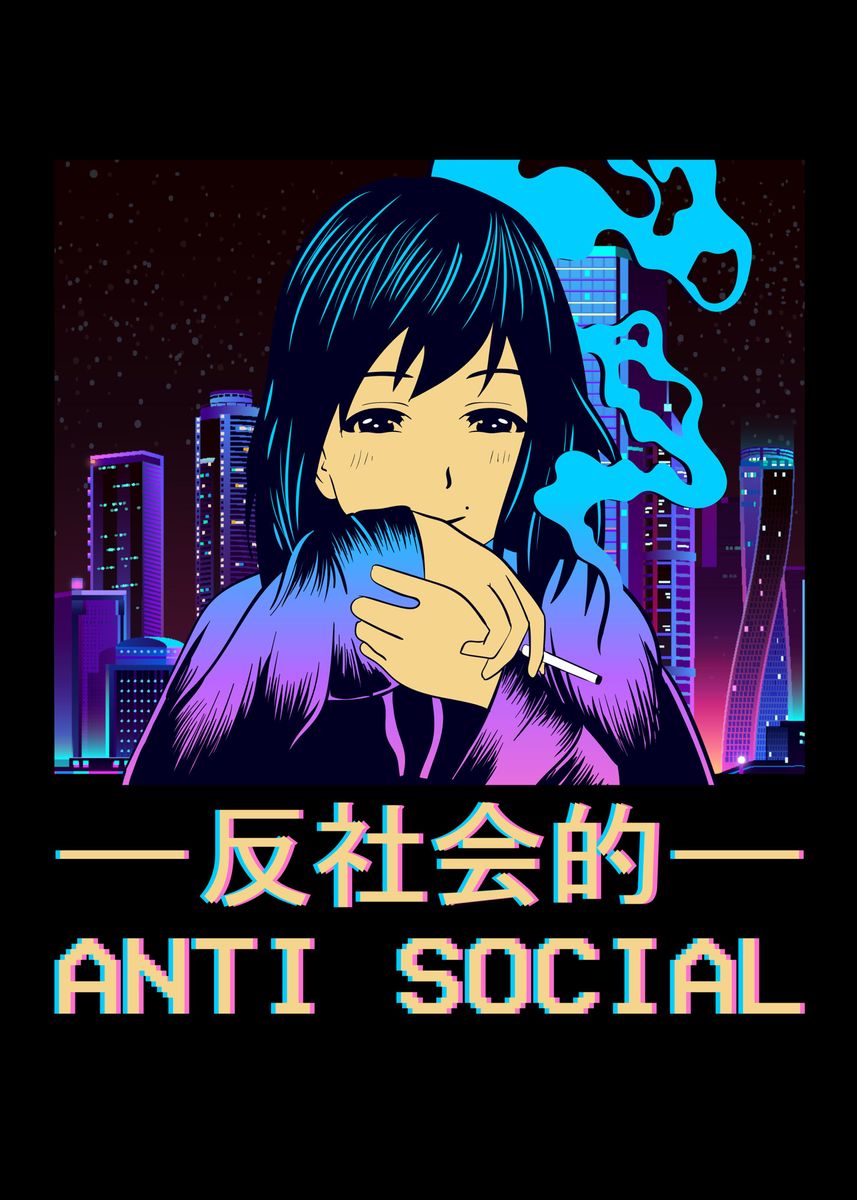 'Smoking Anime Girl Weeb' Poster, picture, metal print, paint by ...