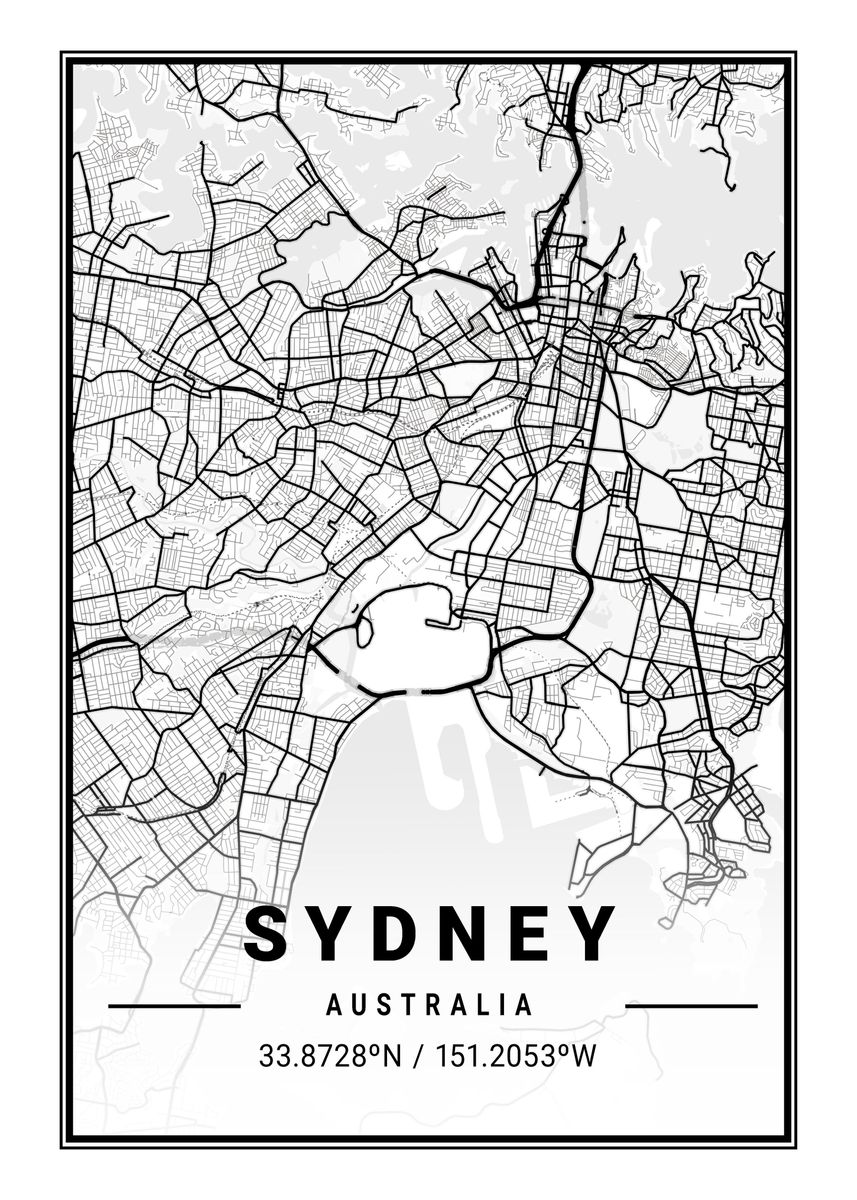 'Sydney City Map Australia' Poster by Max Ronn | Displate
