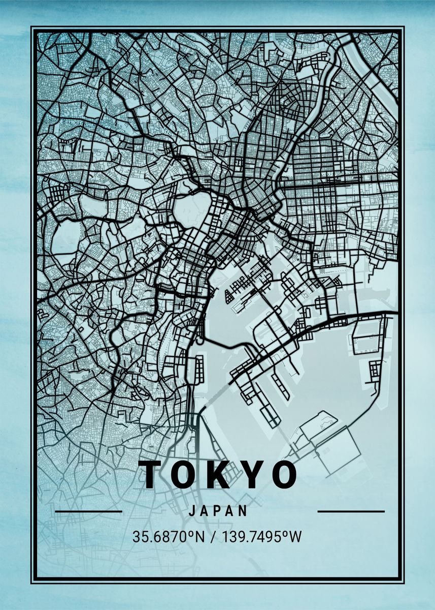 ' Tokyo City Map Japan ' Poster, picture, metal print, paint by Max ...