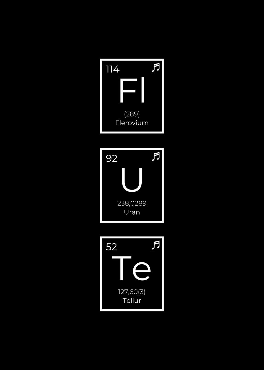 'Flute Periodic Table' Poster, picture, metal print, paint by ...