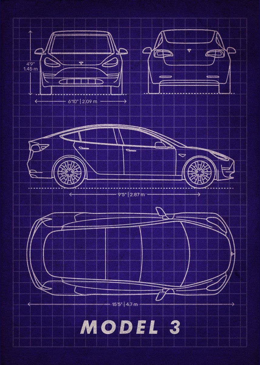 'Model 3' Poster, picture, metal print, paint by lilPENtacle | Displate