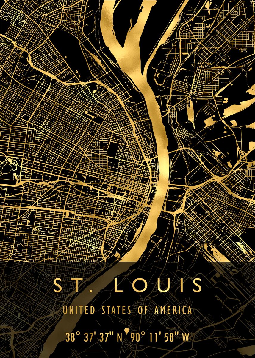 'ST LOUIS MAP USA' Poster, picture, metal print, paint by Artistic ...