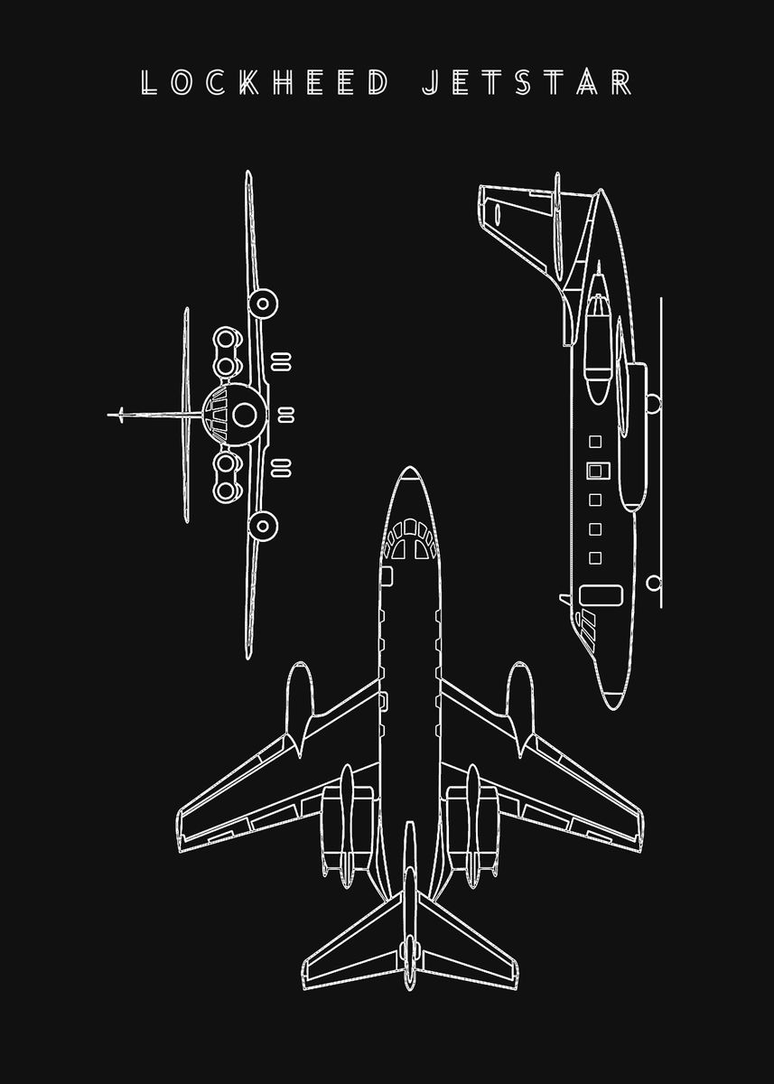'Lockheed JetStar Blueprint' Poster, picture, metal print, paint by ...