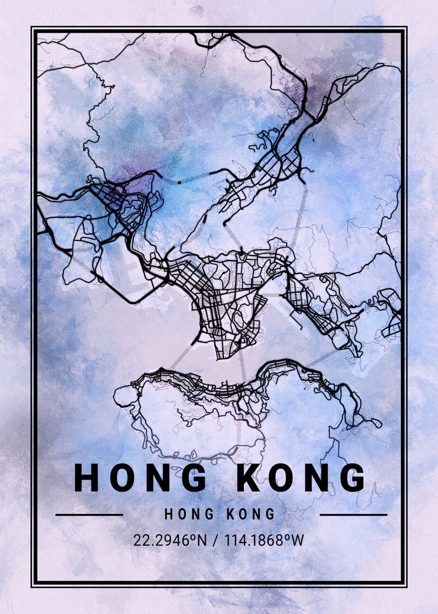 'Hong Kong City Map China' Poster by Max Ronn | Displate