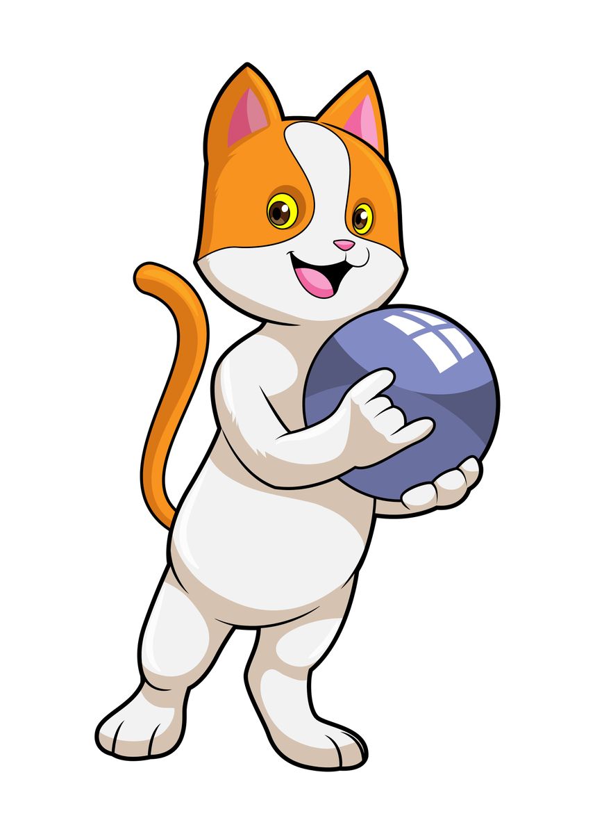 'Cat Bowling Sports' Poster, picture, metal print, paint by Markus ...