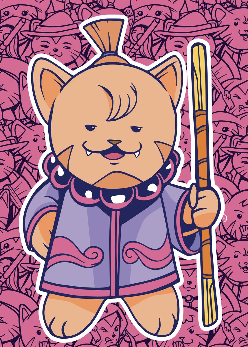 'Monk RPG CAT' Poster, picture, metal print, paint by StonerPlates ...