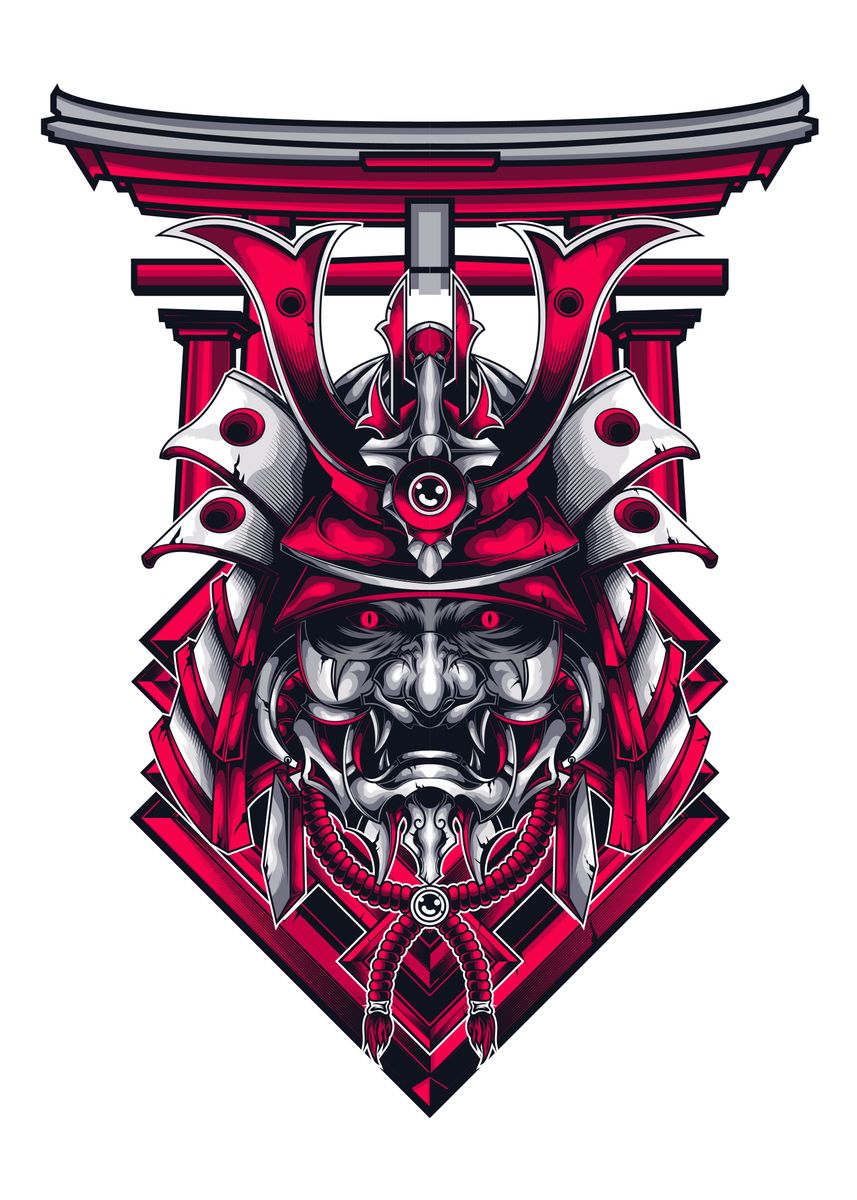 'Oni Samurai' Poster, picture, metal print, paint by Hoang Long | Displate